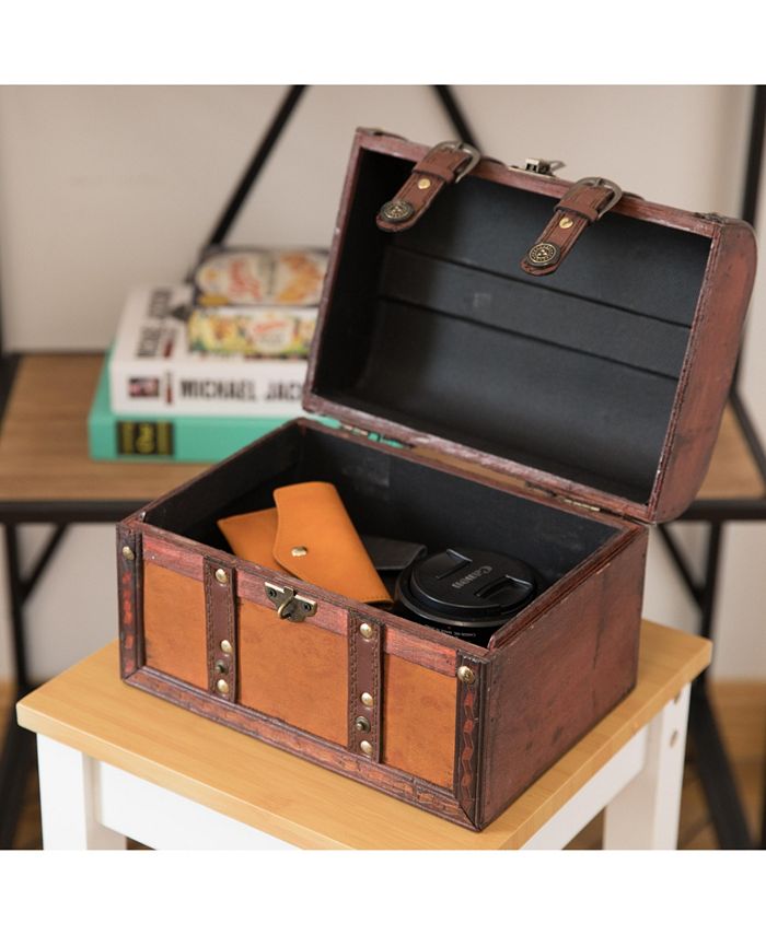 Vintiquewise Decorative Leather Treasure Boxes, Set of 2 - Macy's