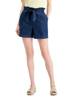 Charter Club Petite Tie-Front Denim Shorts, Created for Macy's - Macy's