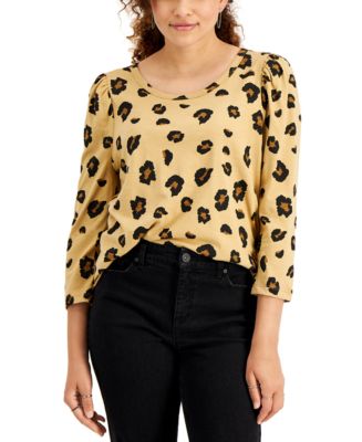 Style & Co Petite Cheetah-Print Cotton Top, Created for Macy's - Macy's