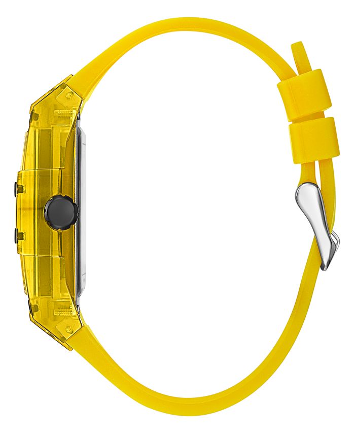 GUESS Men's Yellow Silicone Multi-Function Watch 43mm - Macy's
