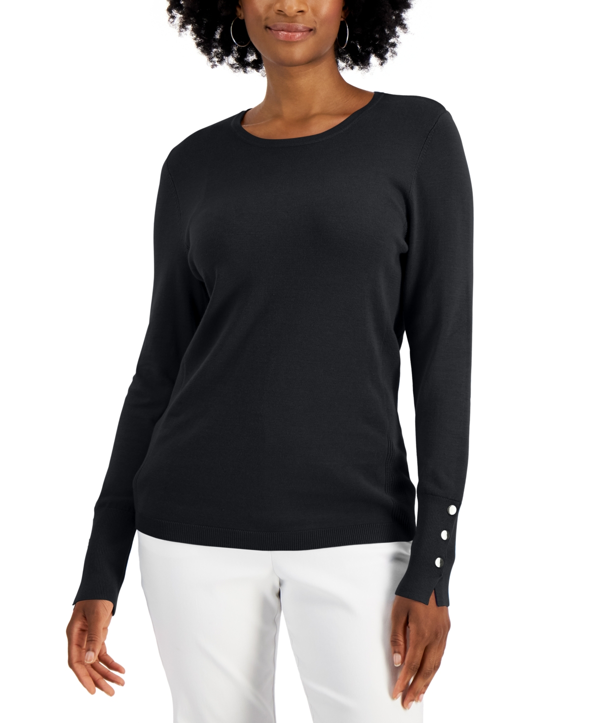 Click here for Jm Collection Petite Rivet-Detail Sweater  Created... prices