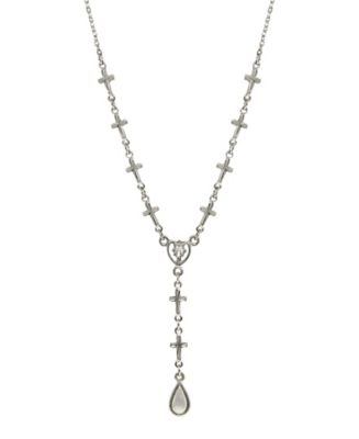 Silver-Tone Cross Chain Y-Necklace - Macy's