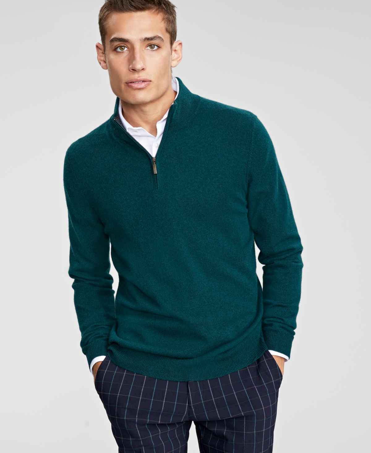 Click here for Club Room Mens Cashmere Quarter-Zip Sweater  Creat... prices
