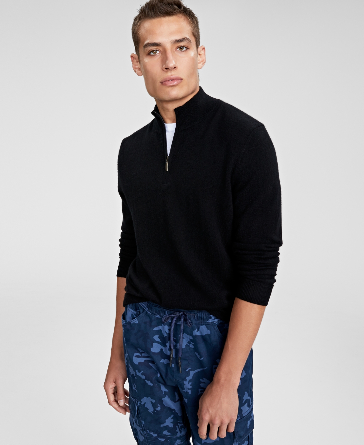 Click here for Club Room Mens Cashmere Quarter-Zip Sweater  Creat... prices