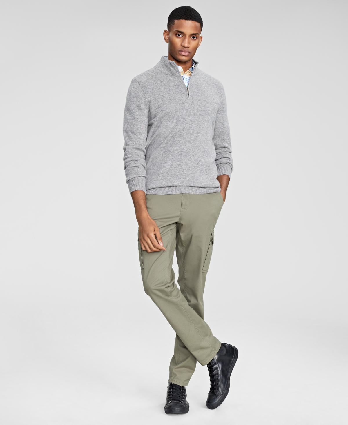 Click here for Club Room Mens Cashmere Quarter-Zip Sweater  Creat... prices