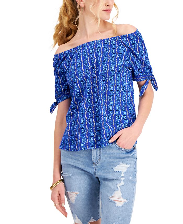 Style & Co Printed On-Off Top, Created for Macy's - Macy's