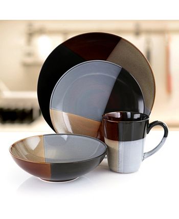 Gibson Convergence Round Stoneware Dinnerware Set, 16 Piece - Macy's
