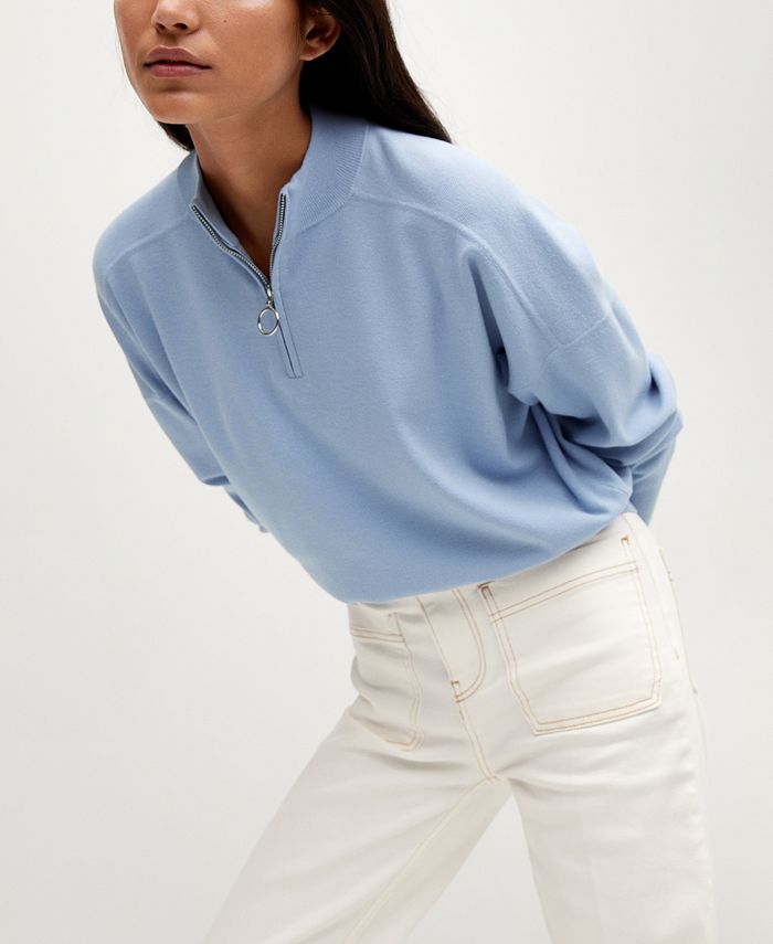 MANGO Zip Knit Sweater - Macy's