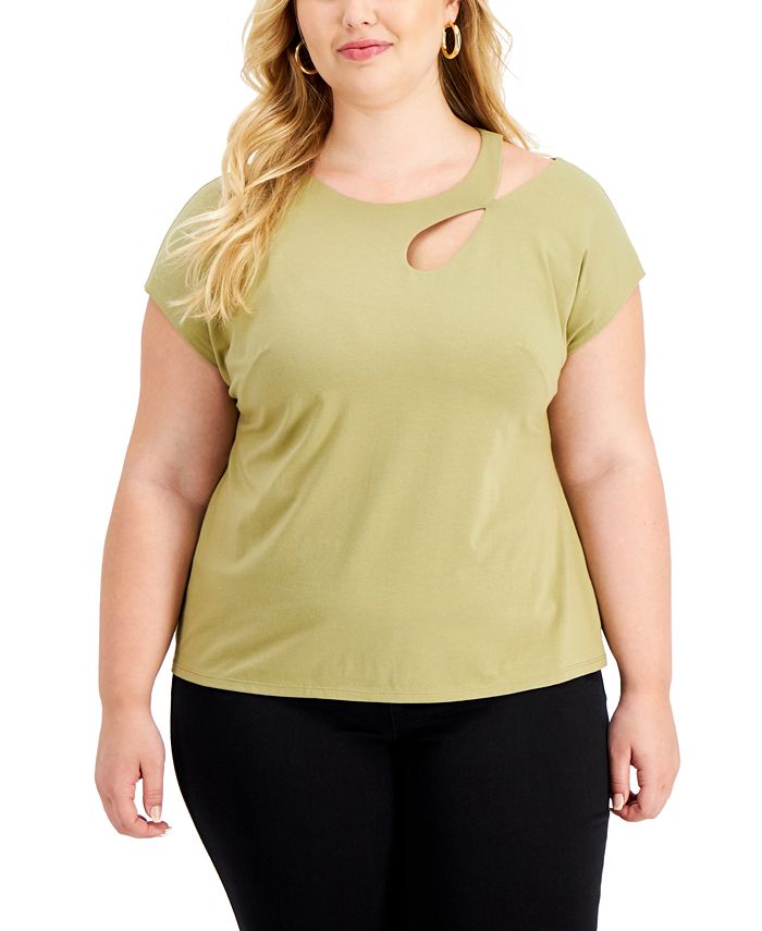 INC International Concepts Plus Size Cut-Out Top, Created for Macy's ...