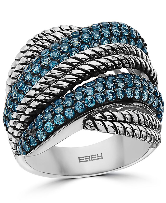 EFFY Collection EFFY® London Blue Topaz Diagonal Statement Ring (2-1/6 ...