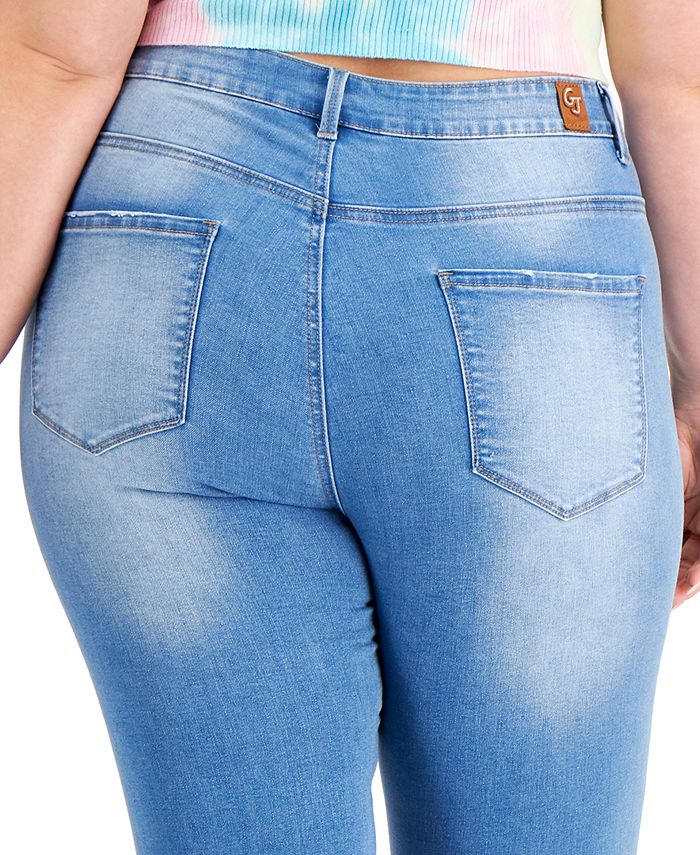Gogo Jeans Trendy Plus Size Destructed Dream Frayed Jeans - Macy's