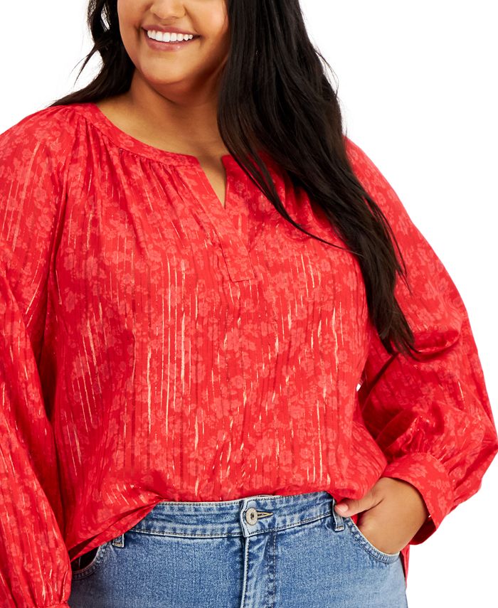 Style & Co Plus Size Metallic-Striped Top, Created for Macy's & Reviews ...