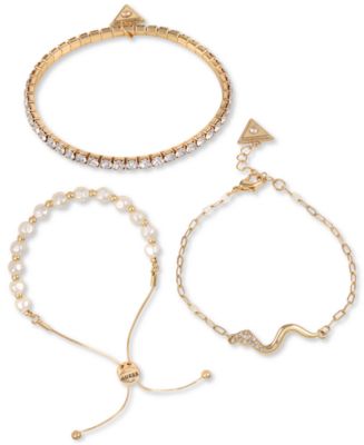 GUESS Pretty Imitation Pearls Set of 3 Bracelets - Macy's