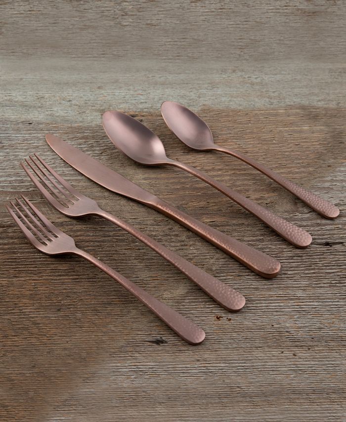 Cambridge Silversmiths Keene Hammered Satin 20-Piece Flatware Set ...