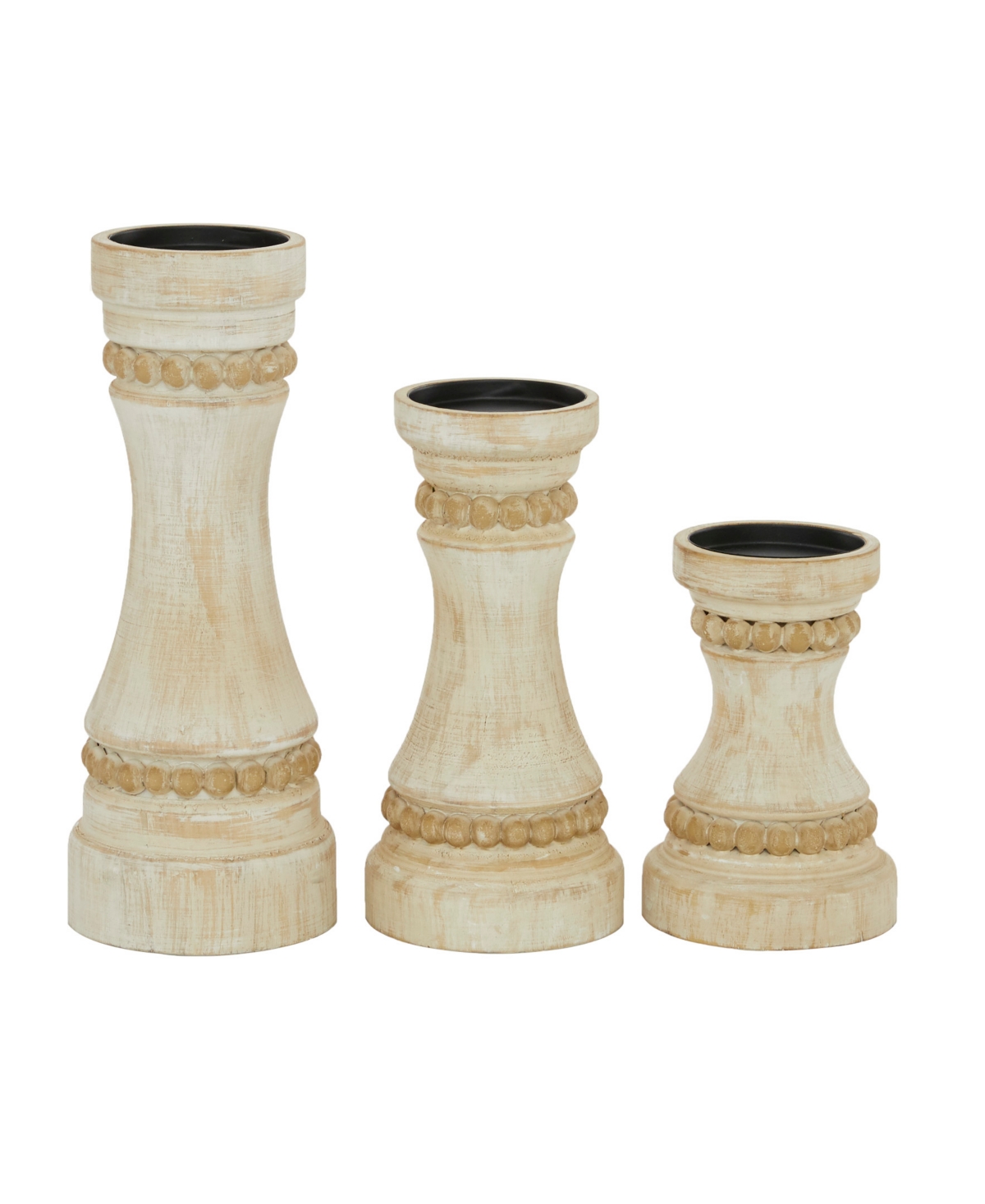 Click here for Wood Natural Candle Holder  Set of 3 - Cream prices
