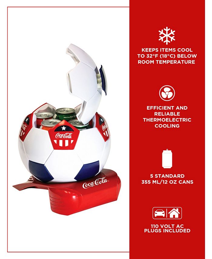 Koolatron Coca-Cola® Soccer Ball 5 Can Mini Fridge, 12V DC/110V AC - Macy's