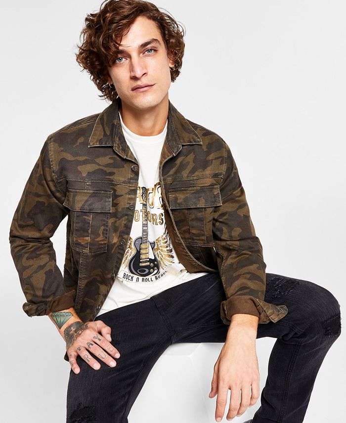 Heroes Motors Men's Flagged Shirt Jacket - Macy's