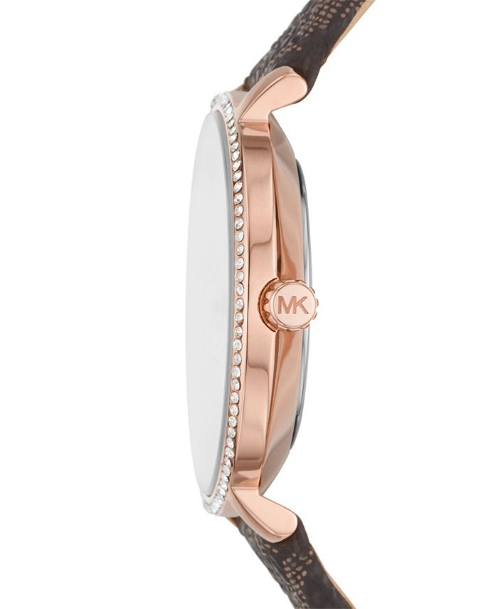 Michael Kors Women's Pyper Brown Signature Logo Watch 32mm and Sterling ...