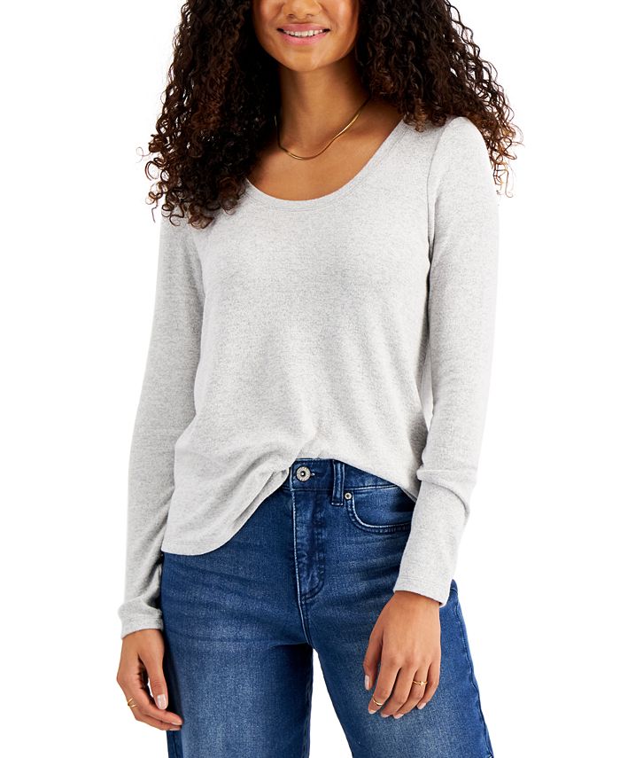 Style & Co Scoop Neck Drapey Top, Created for Macy's - Macy's