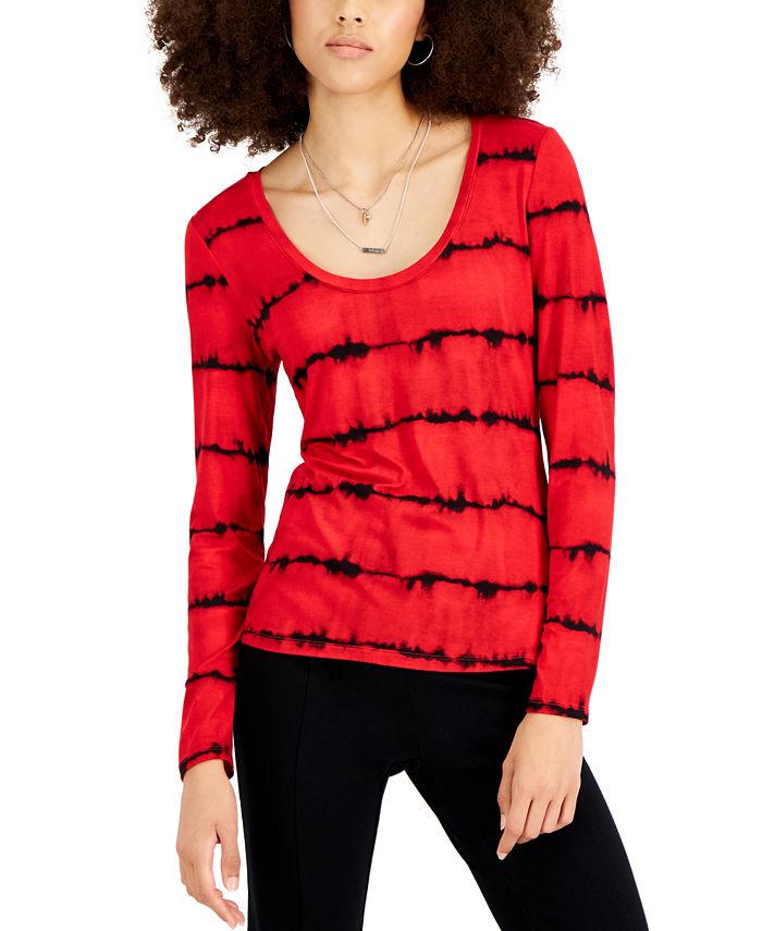 INC International Concepts Striped Scoop-Neckline Top, Created for Macy ...