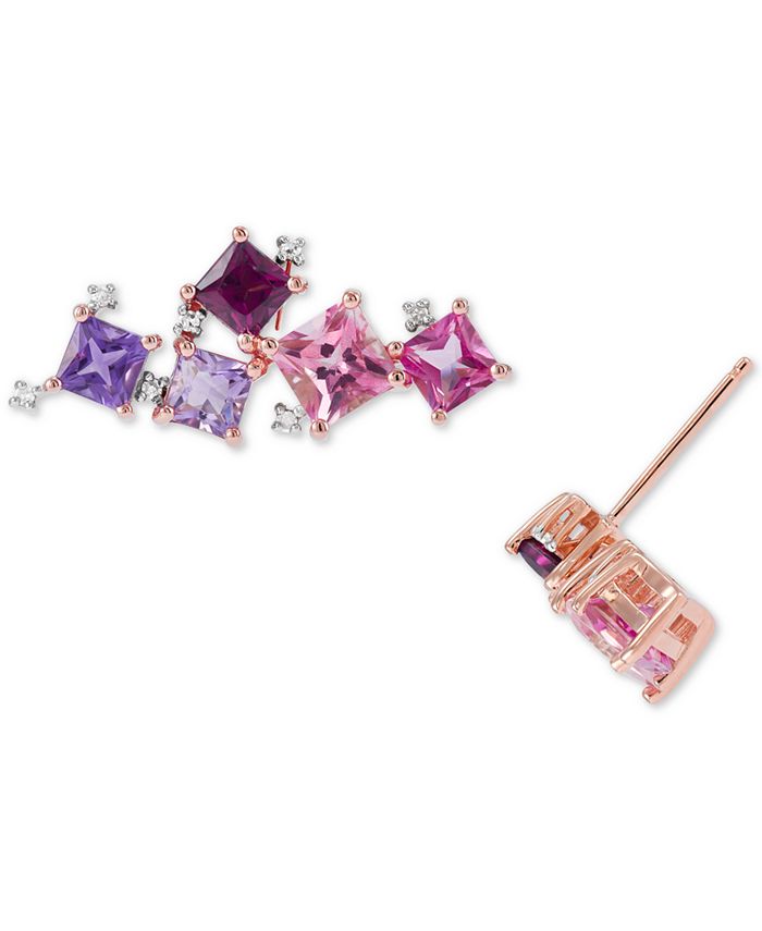 Macy's Multi-Gemstone (4-3/4 ct. t.w.) & Diamond (1/20 ct. t.w.) Ear ...