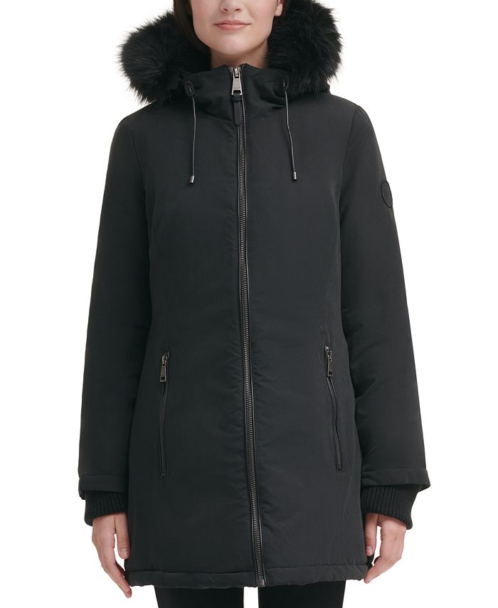 DKNY Women's Faux-Fur-Trim Hooded Parka Coat, Created for Macy's & Reviews - Coats & Jackets ...