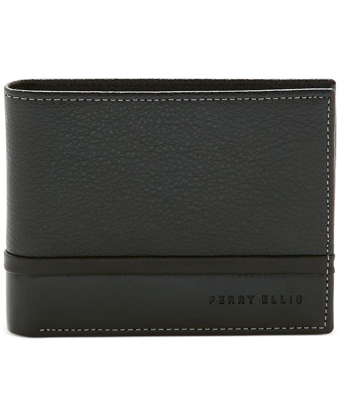 Perry Ellis Portfolio Men's Pebble Smooth Contrast Bifold Wallet - Macy's