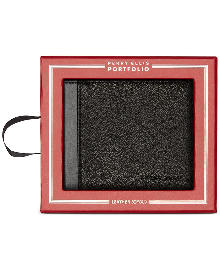 Perry Ellis Portfolio Men's Gray Contrast Bifold Wallet - Macy's