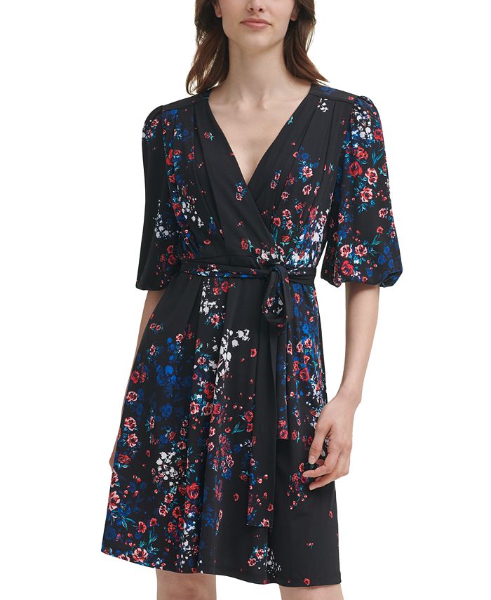 Dkny Floral Print Faux Wrap Dress Macys