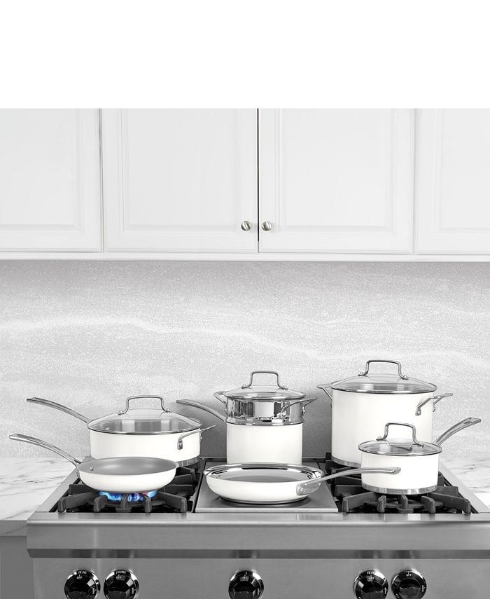 Cuisinart 11-Pc. Stainless Steel Matte White Cookware Set - Macy's