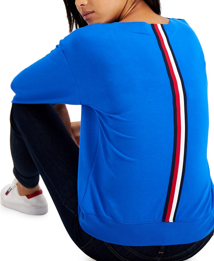 Tommy Hilfiger Boat-Neck Drop-Shoulder Top - Macy's