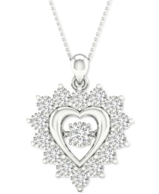 Twinkling Diamond Star Diamond Heart 18" Pendant Necklace (1/2 ct. t.w ...