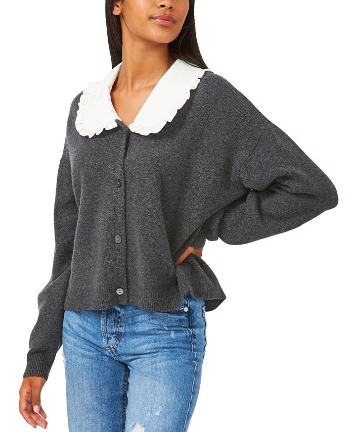 Riley & Rae Ruffled-Collar Oversized Cardigan Sweater, Created for Macy ...