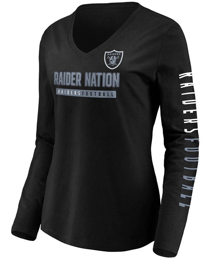 Fanatics Women's Black Las Vegas Raiders Slogan V-Neck Long Sleeve T ...
