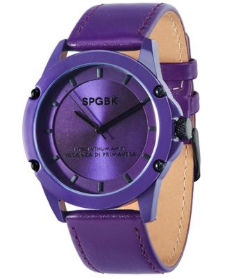 SPGBK Watches Unisex Britt Purple Leather Band Watch 44mm - Macy's
