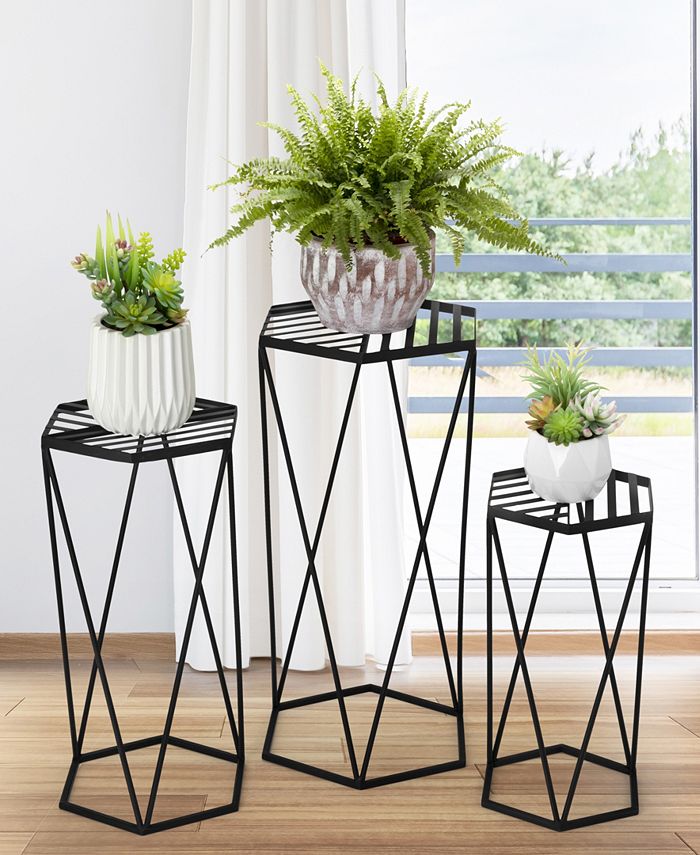 Glitzhome Modern Hexagon Plant Stand, Set of 3 - Macy's