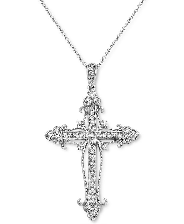 EFFY Collection EFFY® Diamond Cross 18" Pendant Necklace (1/3 ct. t.w ...