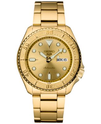 Seiko Men's Automatic 5 Sports Gold-Tone Stainless Steel Bracelet Watch ...