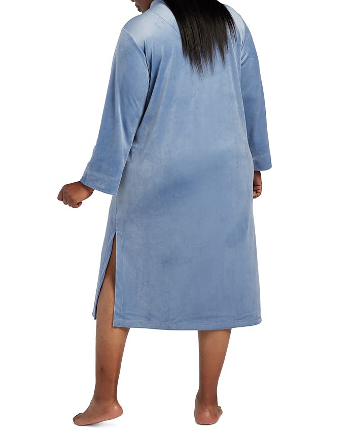 Miss Elaine Plus Size Embroidered Long Zipper Robe - Macy's