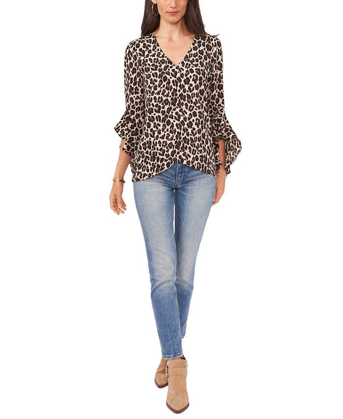 Vince Camuto Tiered Sleeve Leopard Print Top Macys