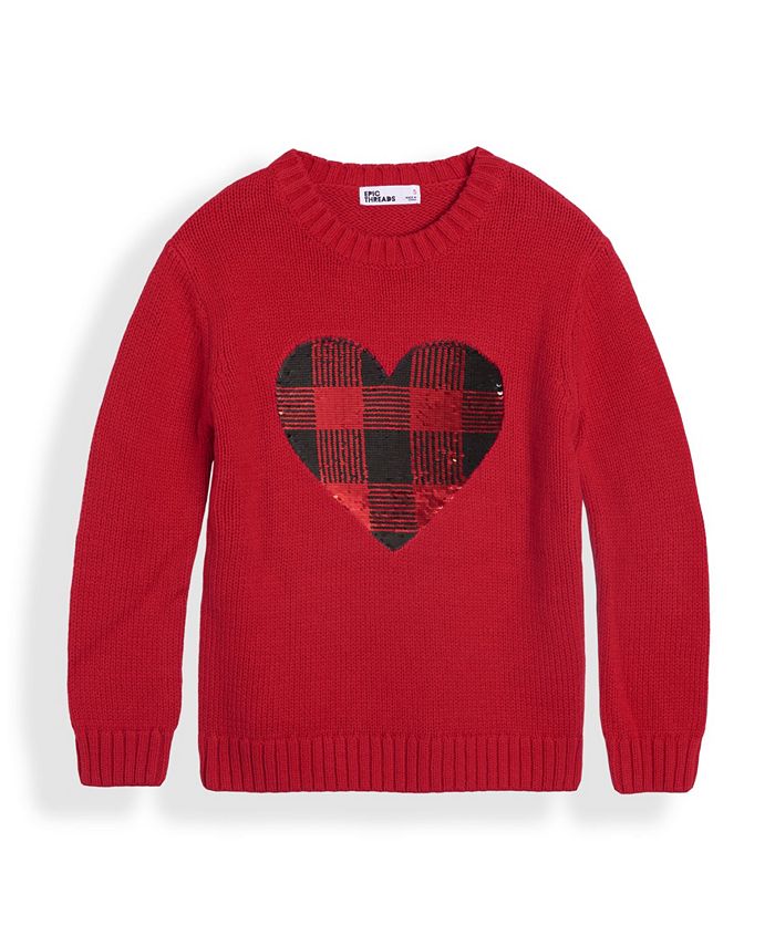 Epic Threads Little Girls Flip Sequin Graphic Sweater - Macy's