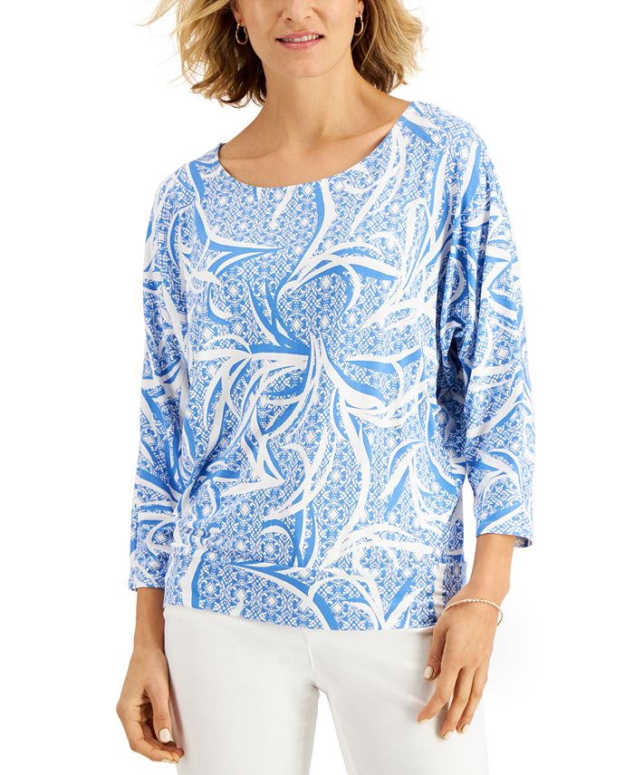 JM Collection Printed Banded-Hem Top, Created for Macy's - Macy's