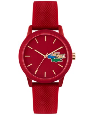 Lacoste Unisex Lacoste L.12.12 Red Silicone Strap Watch 36mm - Macy's
