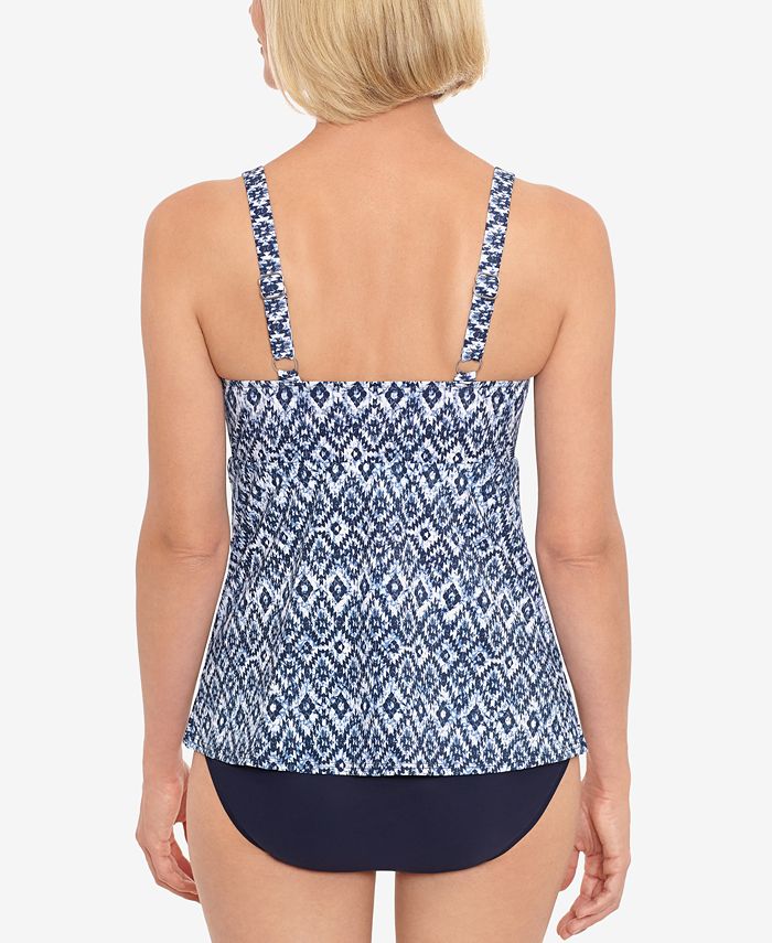 Swim Solutions Triple Tier Tummy Control Fauxkini One Piece Swimsuit