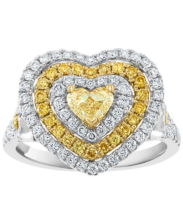EFFY Collection EFFY® White & Yellow Diamond Heart Ring (1-1/3 ct. t.w ...