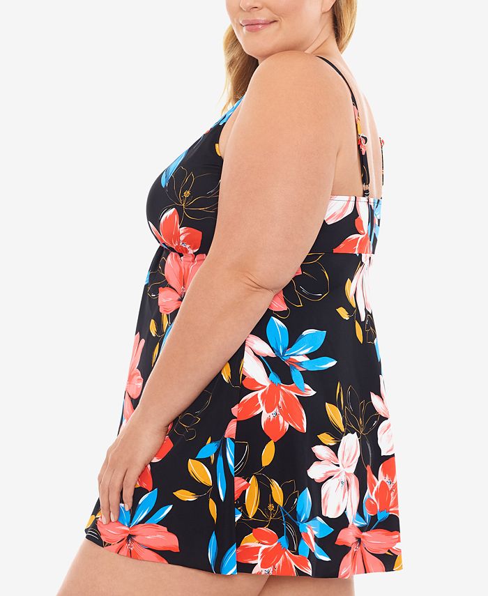 Swim Solutions Plus Size Surplice Swimdress Created For Macys Macys