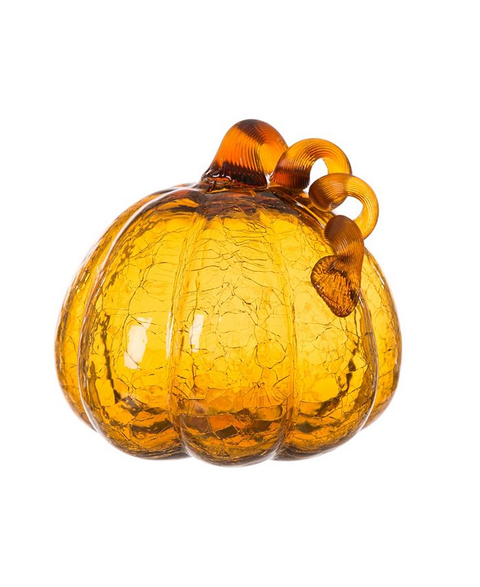 Glitzhome Amber Crackle Pumpkin, Set of 2 - Macy's