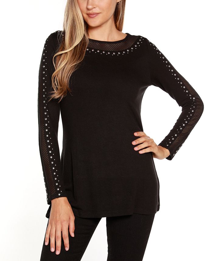 Belldini Studded Mesh-Inset Tunic - Macy's