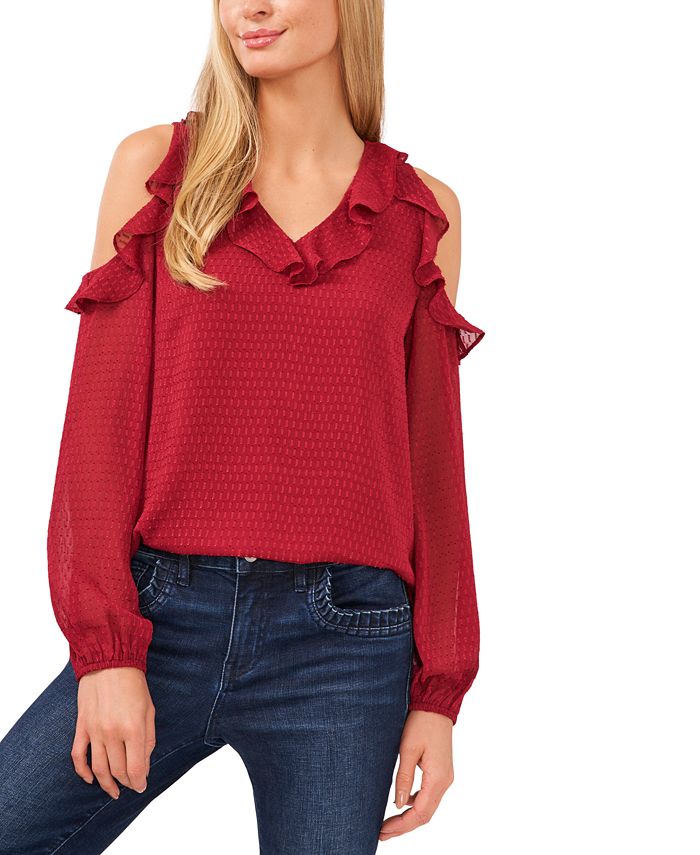 Cece Ruffled Cold Shoulder Top And Reviews Tops Women Macys