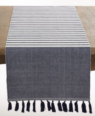 Saro Lifestyle Ribbed Table Runner with Tassel Design, 108" x 16" - Macy's